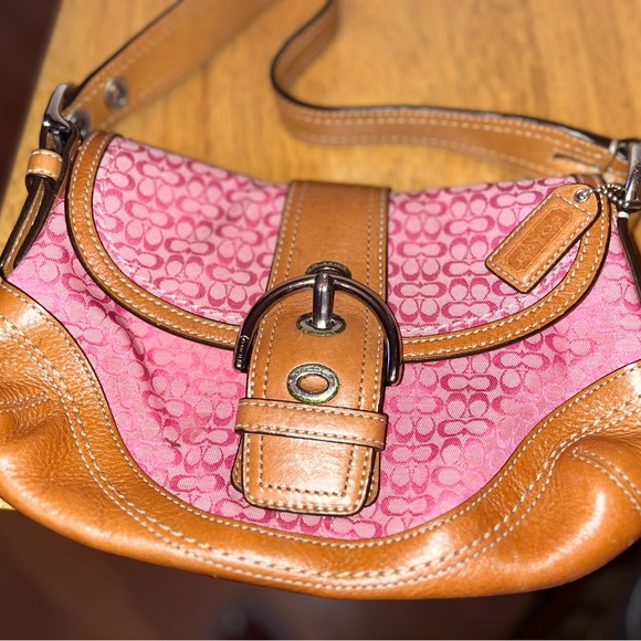 Coach | Bags | Coach Y2k Pink Soho Signature C Monogram Tan Buckle ...